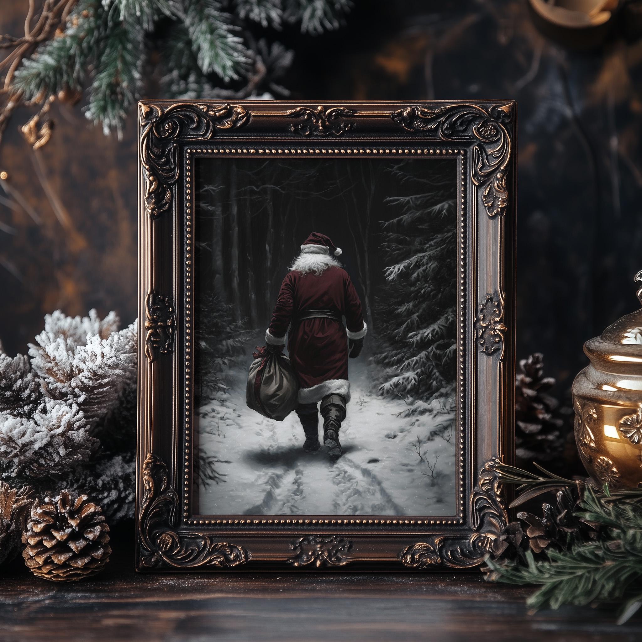 Dark Moody Santa Art Print, Dark Art Print, Moody Art Print, Xmas Print ...