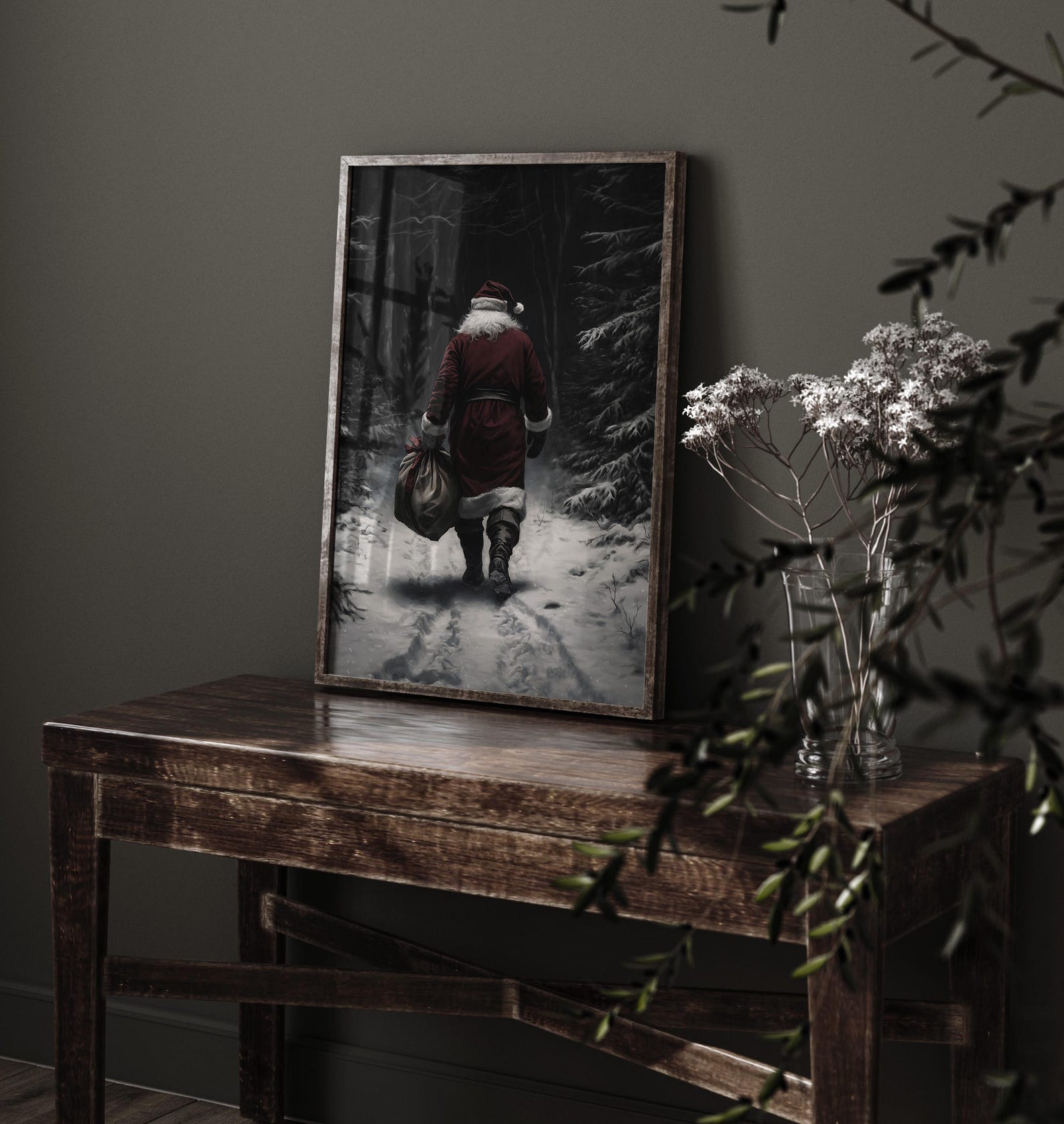 Dark Moody Santa Art Print, Dark Art Print, Moody Art Print, Xmas Print ...