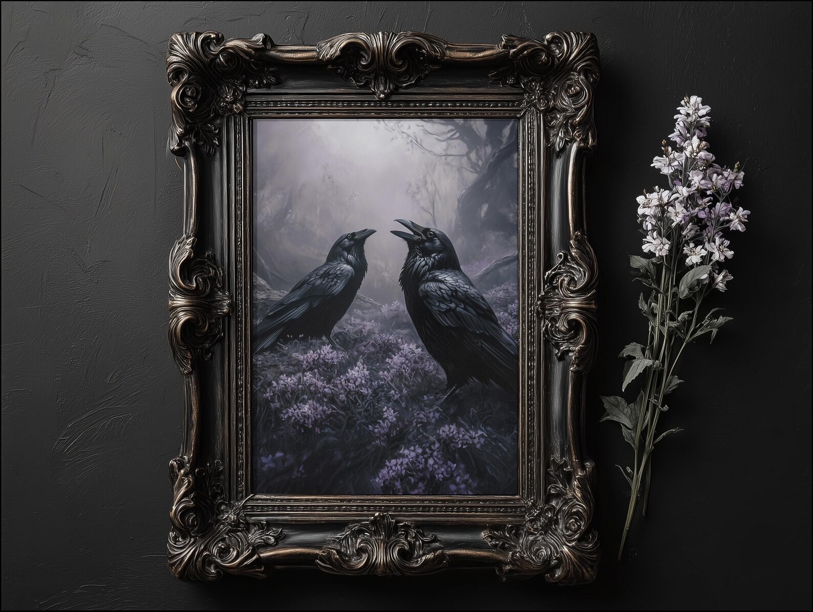 Dark Raven Art Print, Dark Cottagecore, Gothic Nature, Dark Art Print ...