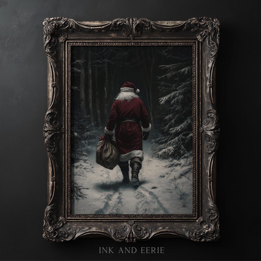 Dark Moody Santa Art Print, Dark Art Print, Moody Art Print, Xmas Print ...