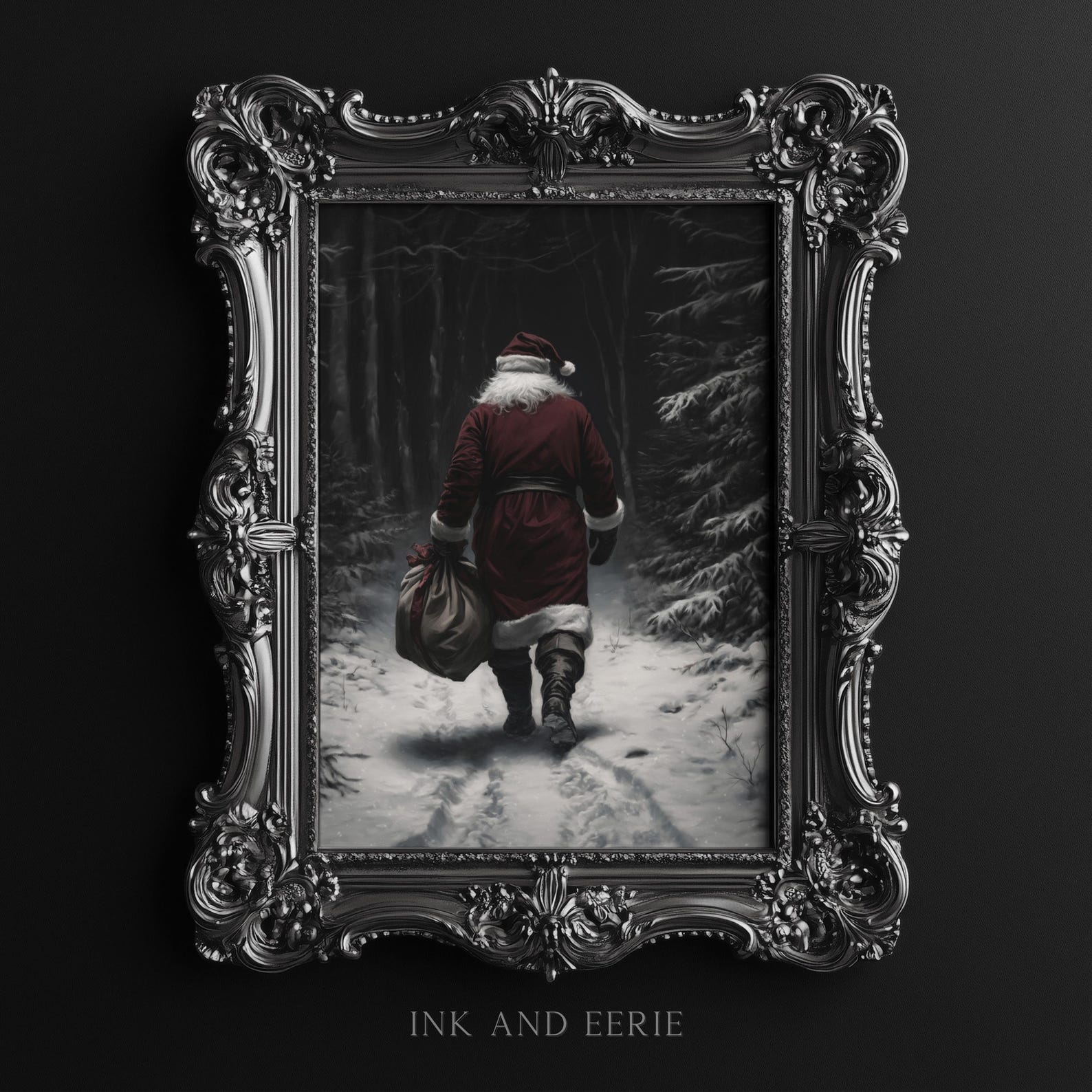 Dark Moody Santa Art Print, Dark Art Print, Moody Art Print, Xmas Print ...