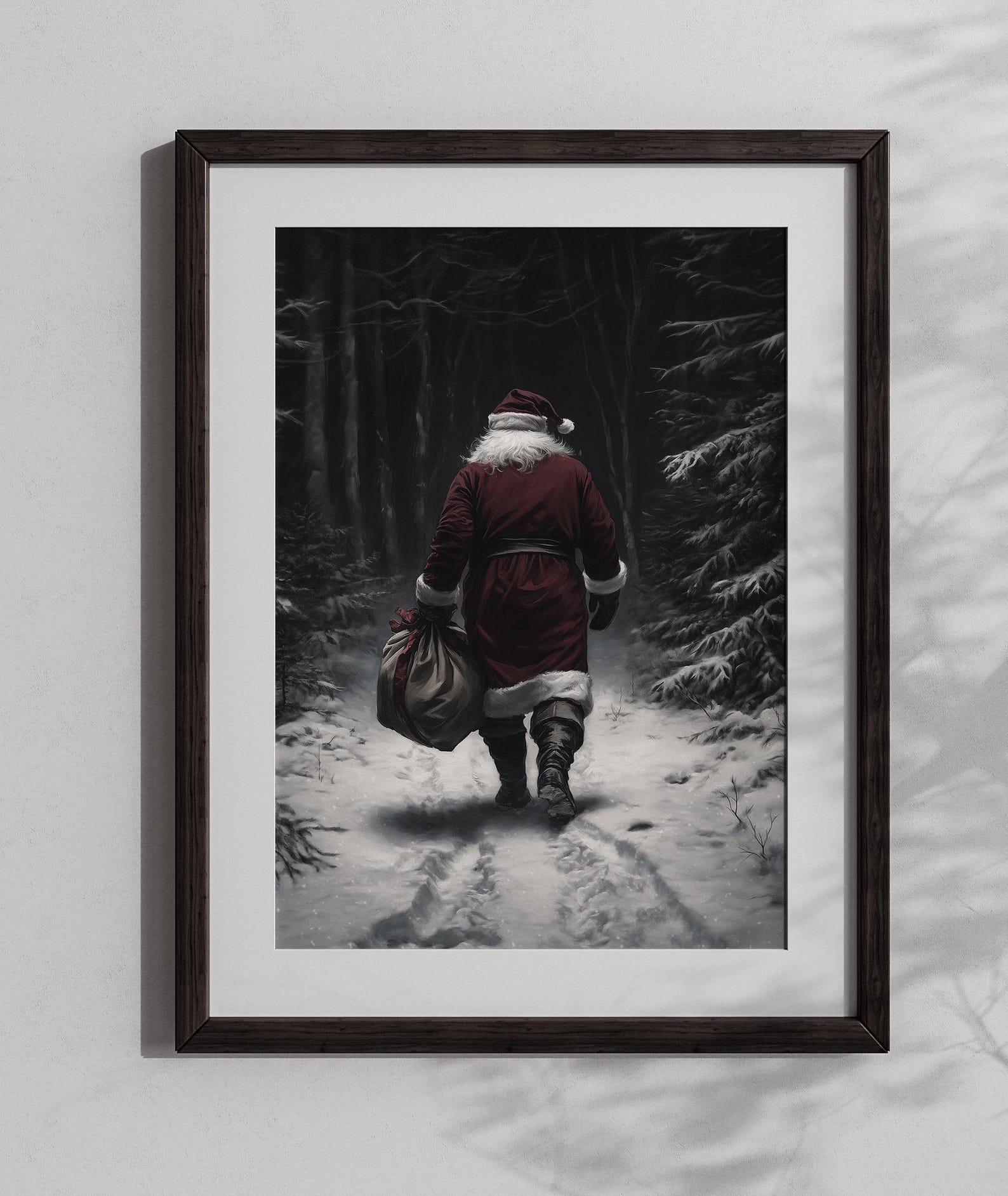 Dark Moody Santa Art Print, Dark Art Print, Moody Art Print, Xmas Print ...