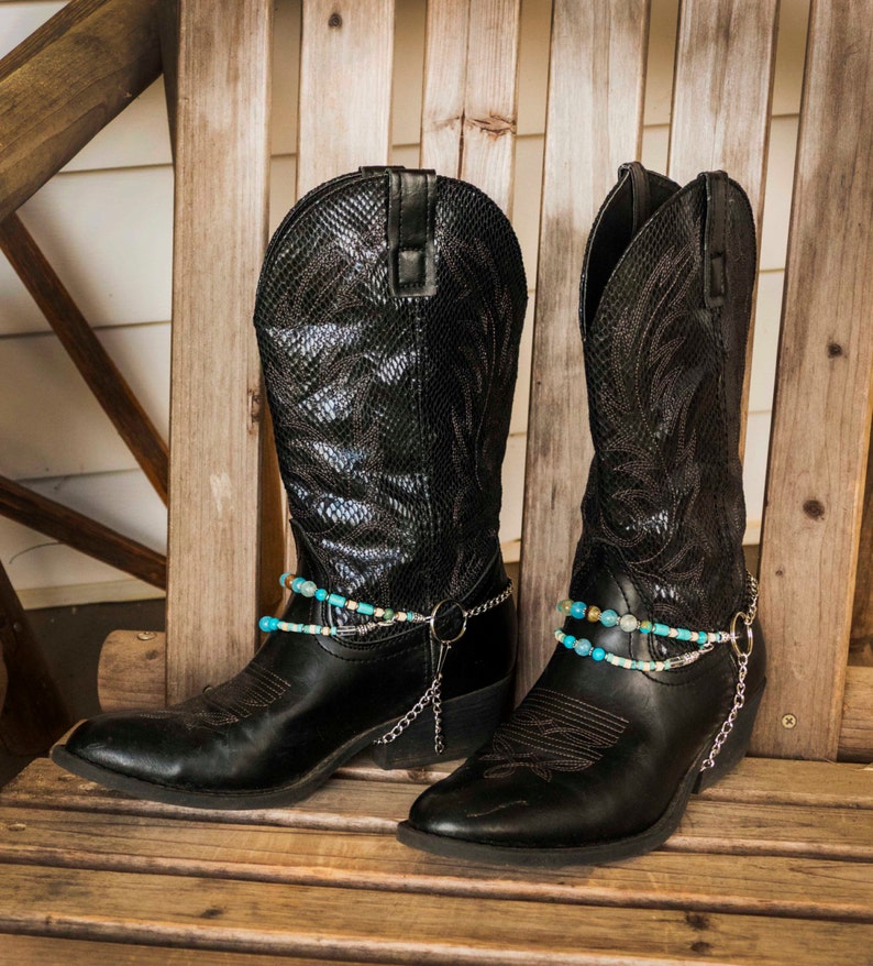 Adjustable Boot Chain Cowboy Boot Jewelry With Silver, Fire Agate, Aqua ...