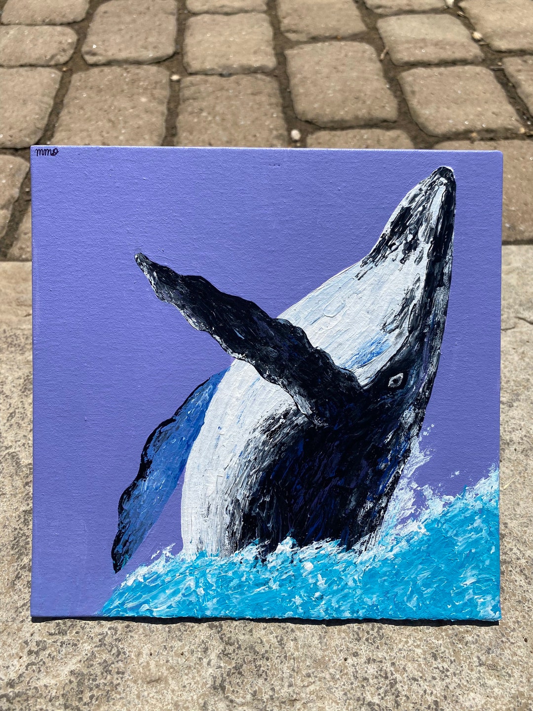 Whale Breach acrylic Paint on Canvas Board, Wall and Room Decor - Etsy