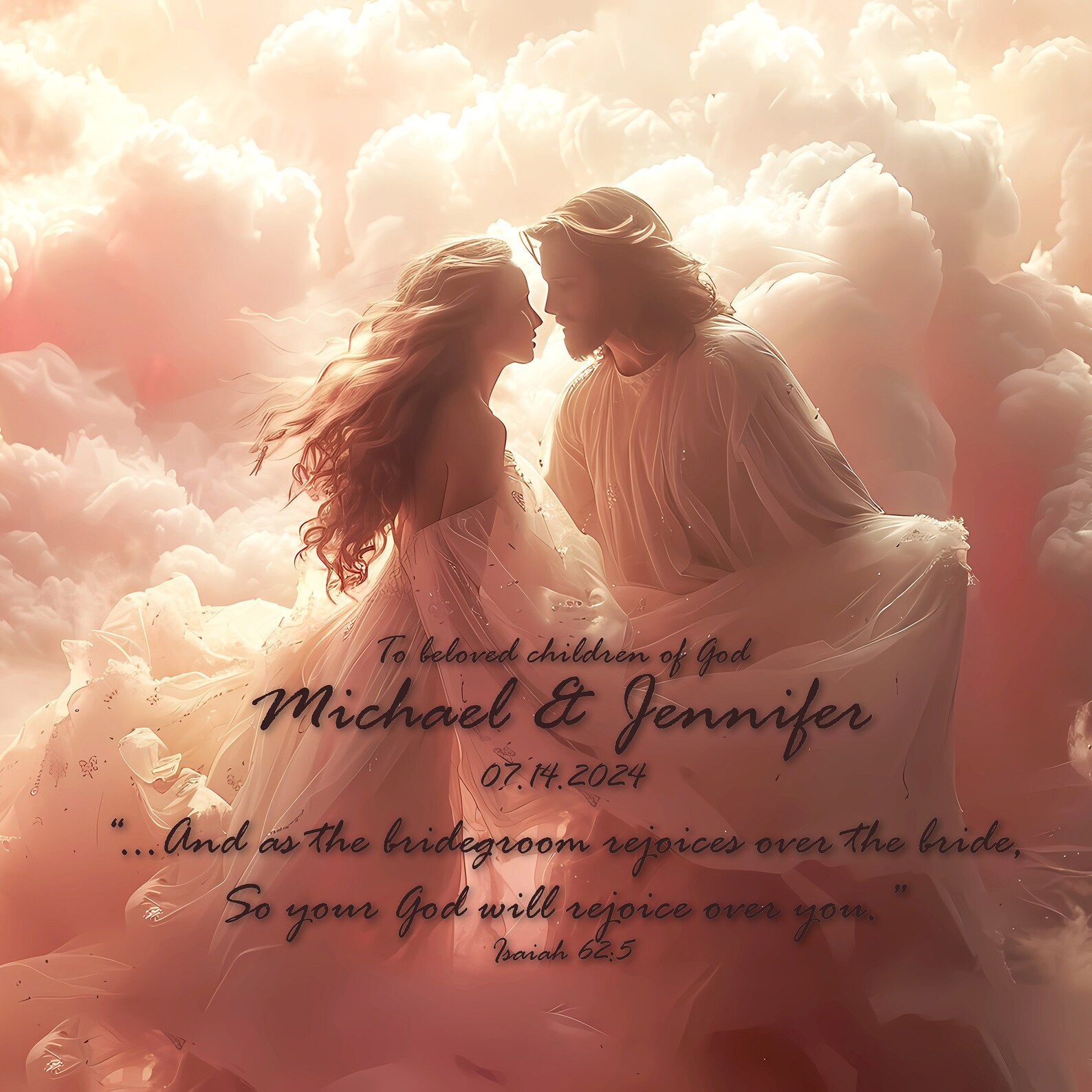 Personalized Digital Art, Jesus and His Bride, Heavenly Embrace - Etsy