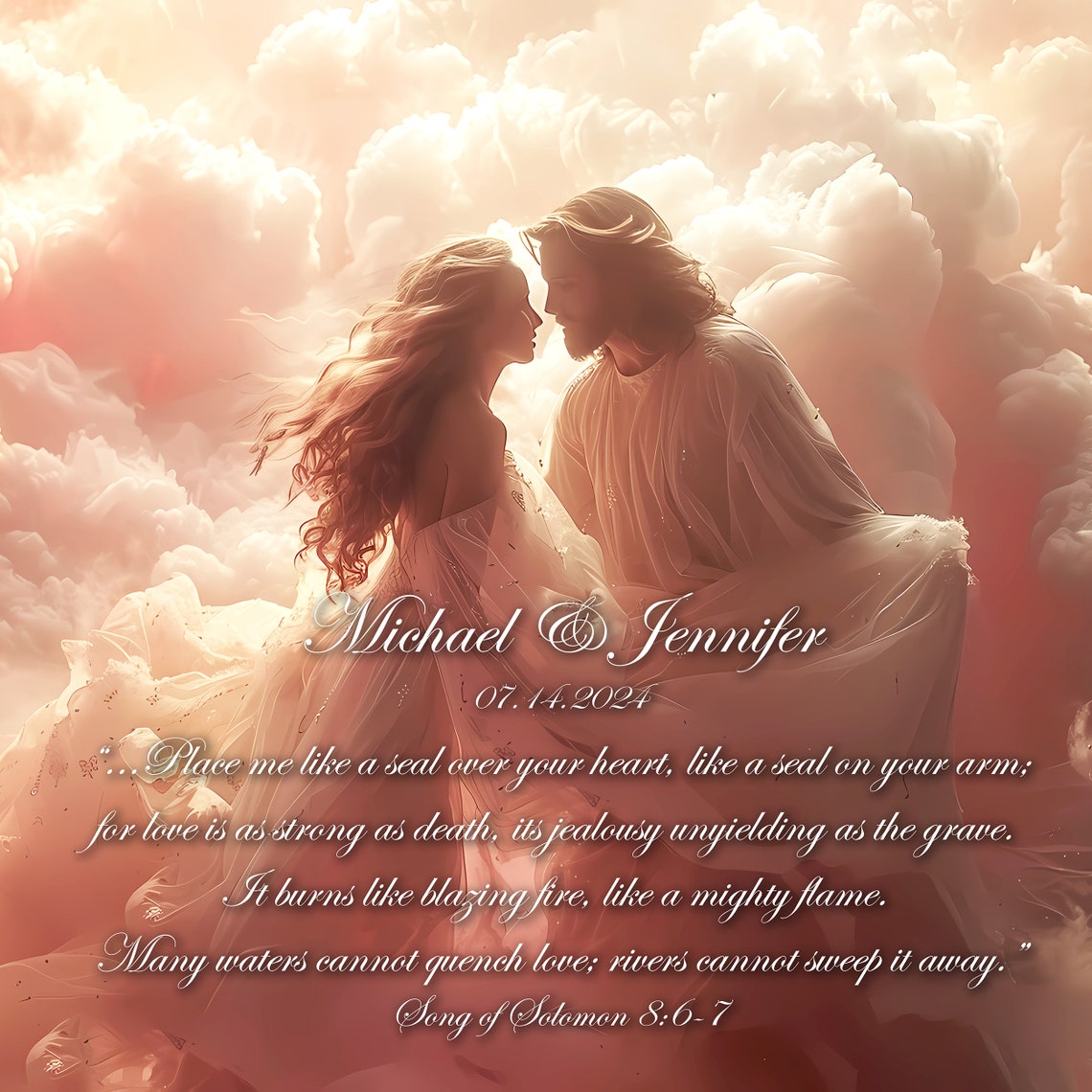 Personalized Digital Art, Jesus and His Bride, Heavenly Embrace - Etsy