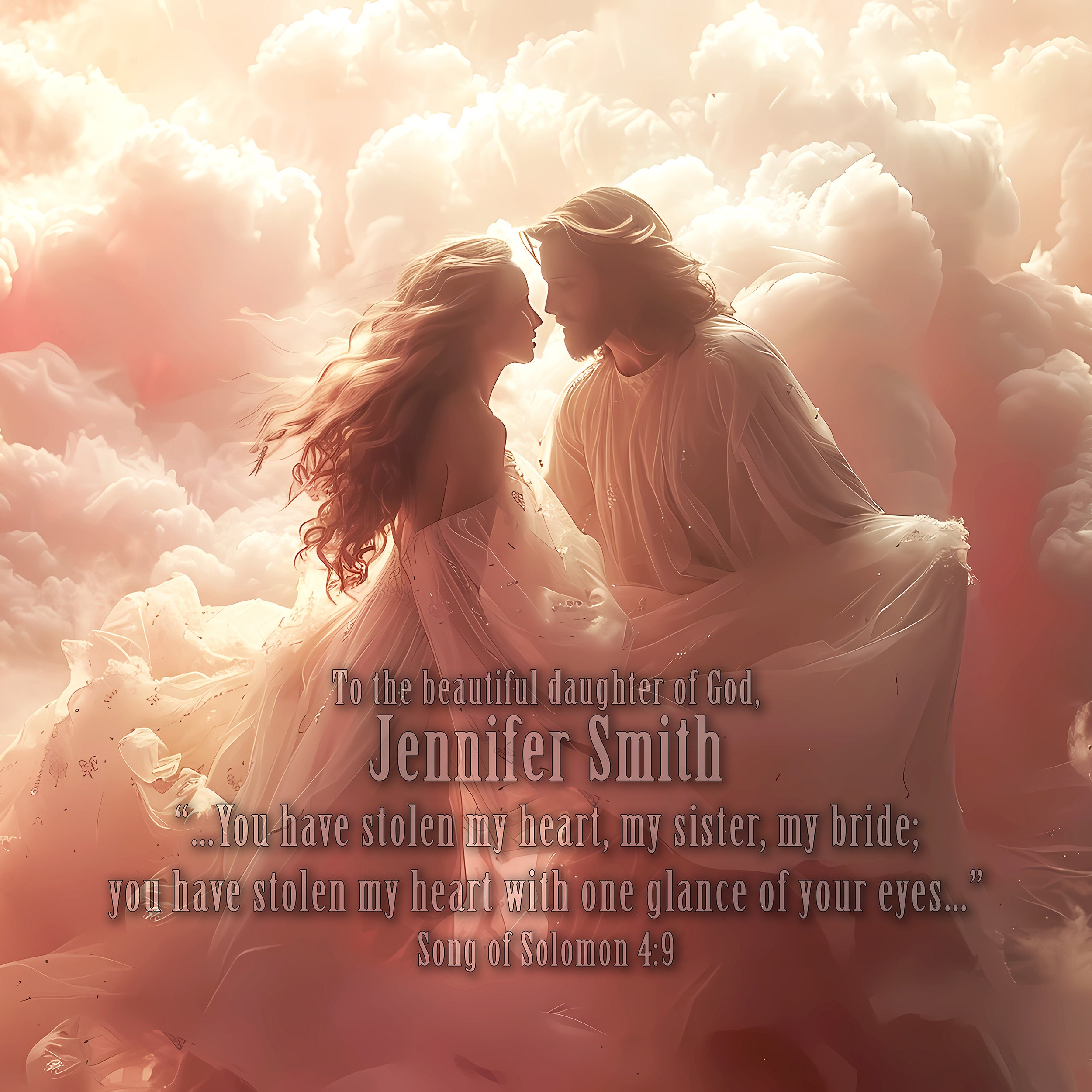 Personalized Digital Art, Jesus and His Bride, Heavenly Embrace - Etsy