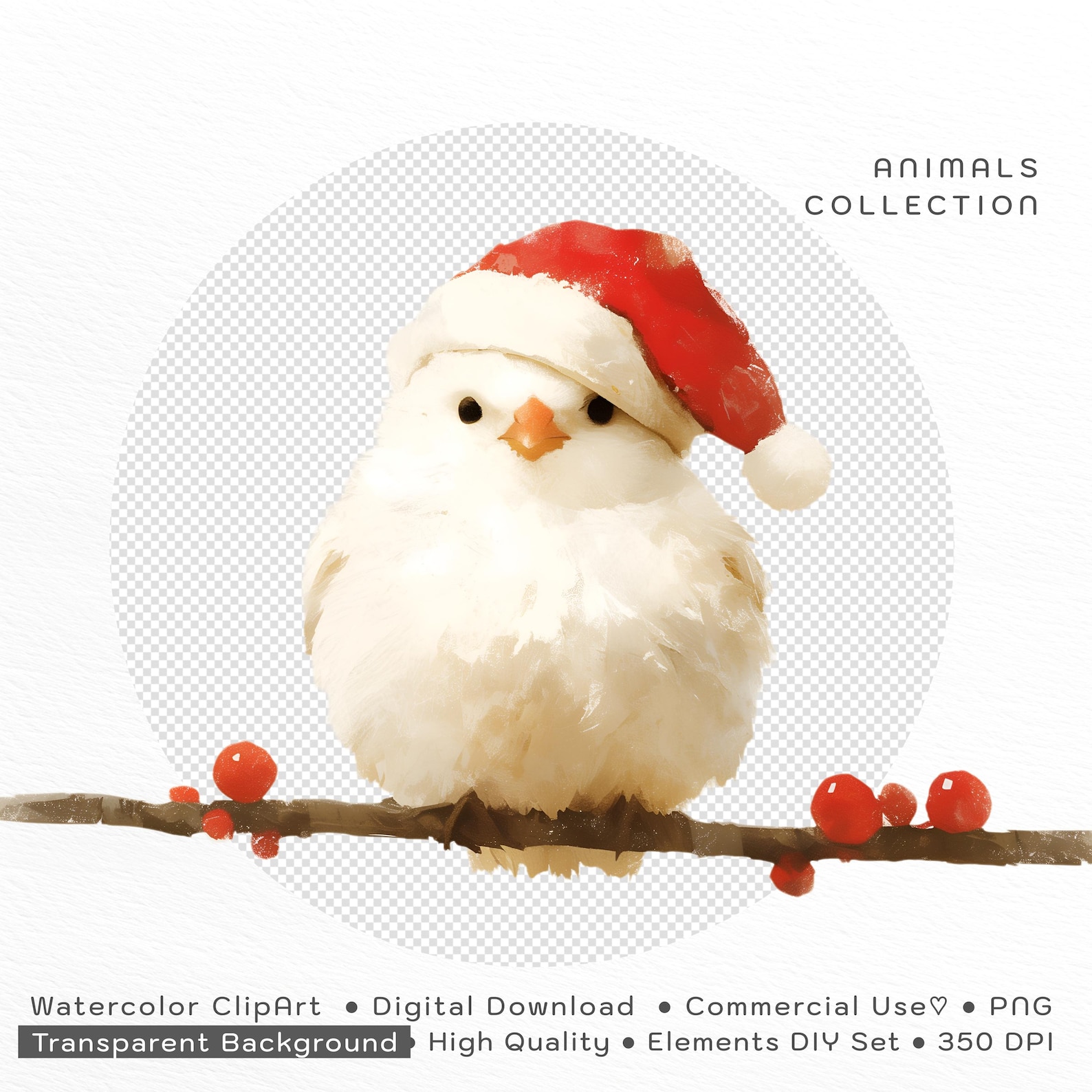 Santa Bird Clipart L Clip Art | Christmas Bird Clipart| Digital ...