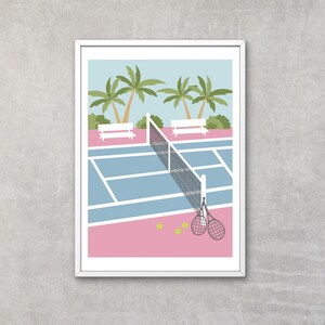 Tennis Court Poster, Cute Digital Print Printable, Retro Tennis Club ...