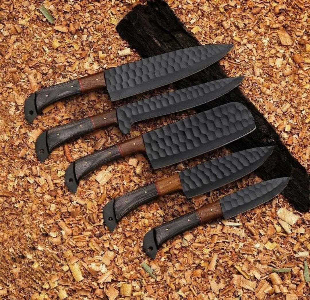 Hand-forged Carbon Steel Chef Set, Knife Set, Chef's Knife Set, Kitchen ...