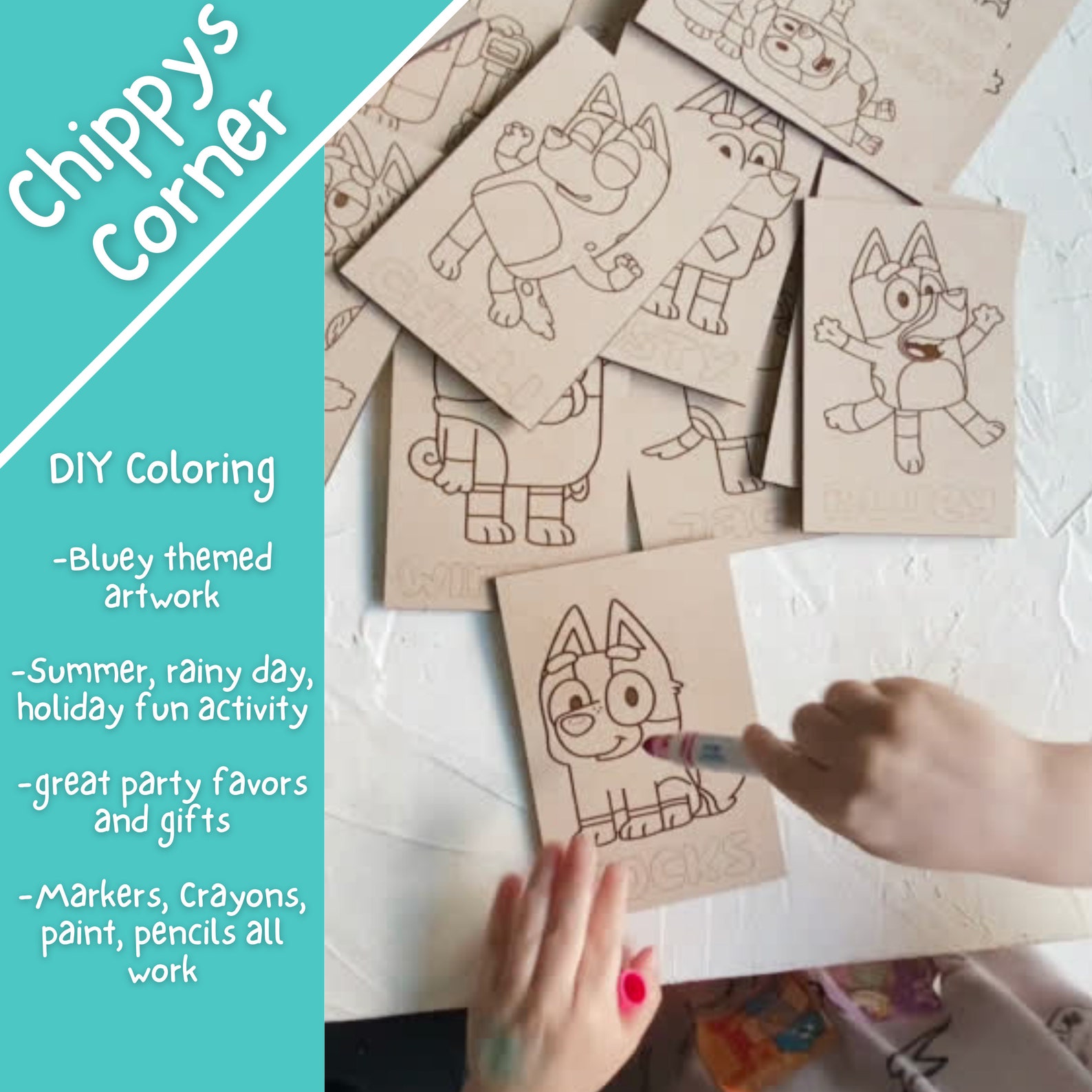 Bluey Artwork, Bluey Decor, Kids Activity, DIY Artwork, Bluey Coloring ...