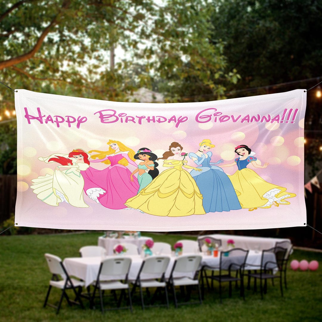 Princess Birthday Banner Personalized Party Backdrop Decoration Ikban2 ...