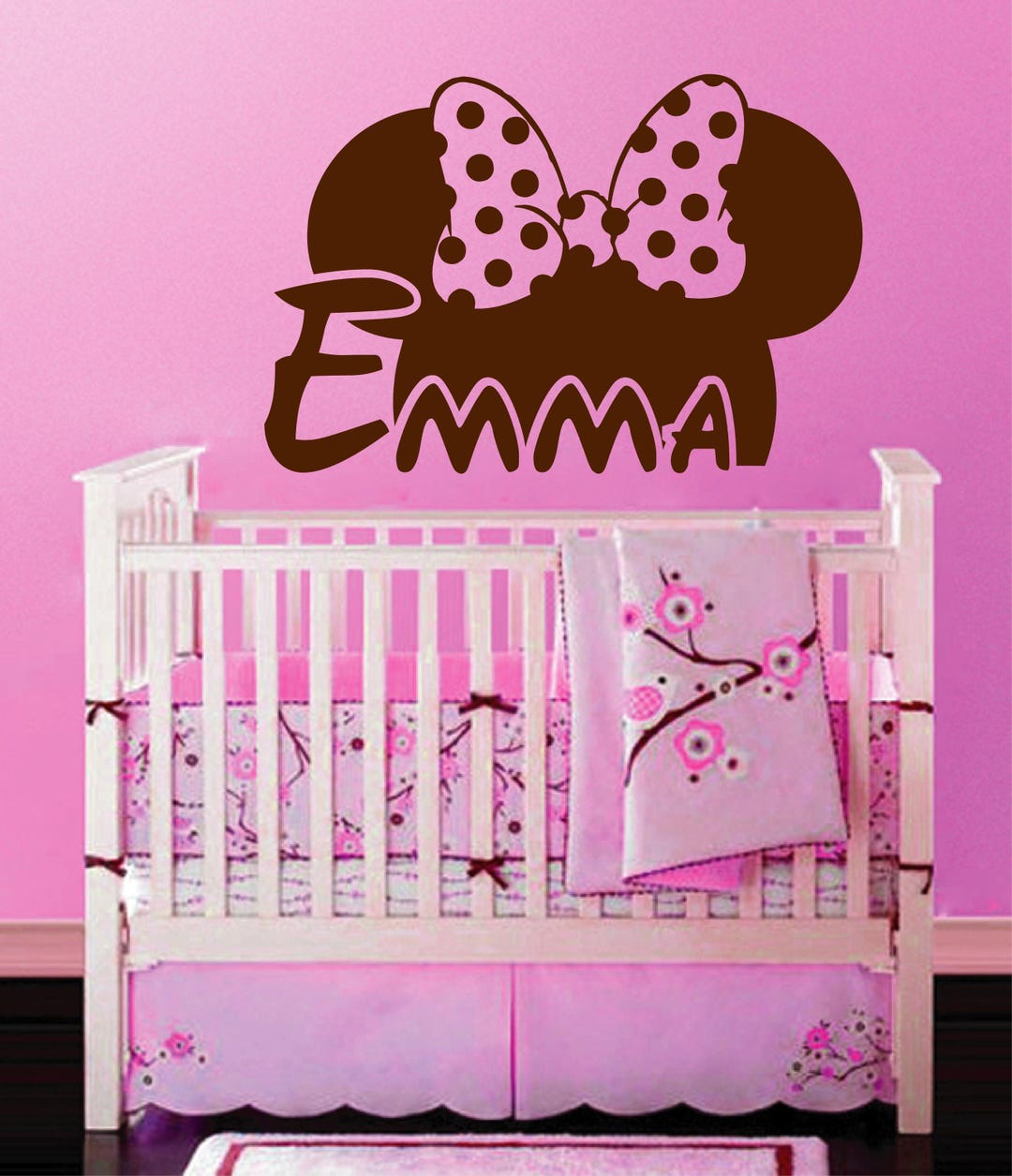 Personalized Minnie Mouse Wall Decal Kids Name Sticker Ik141 - Etsy