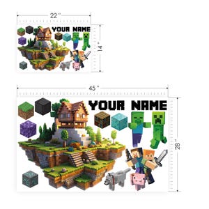 Personalized Gamer Wall Decal Mine Custom Name Sticker Playroom Pixel ...