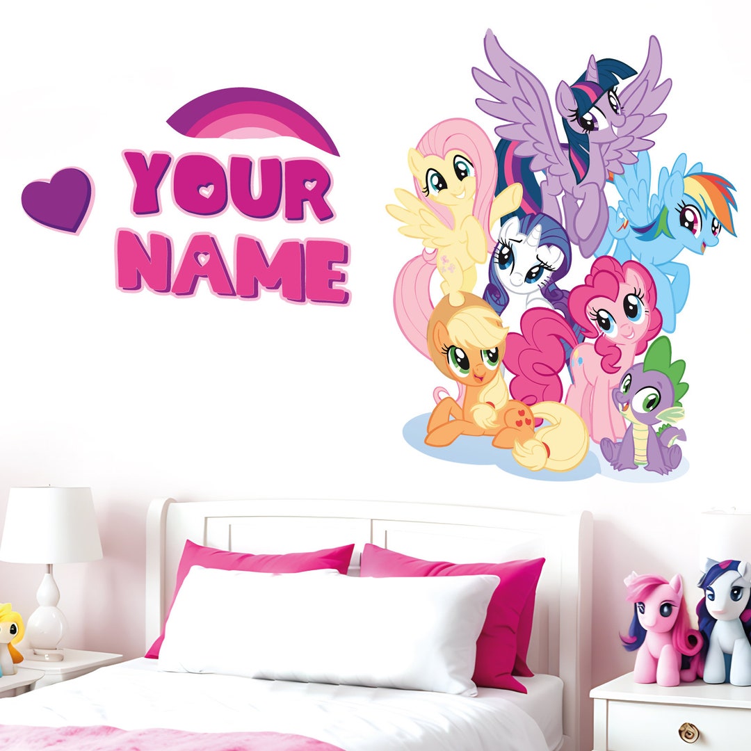 Personalized Little Pony Wall Decal Gamer Custom Name Sticker Girl ...