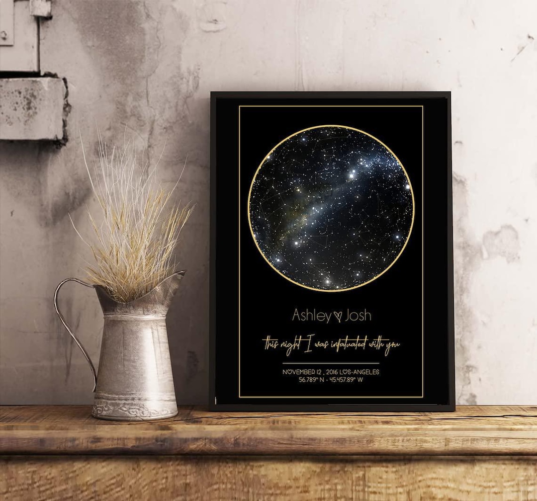 Personalized Star Map Print Custom Constellation Poster Chart Night Sky ...