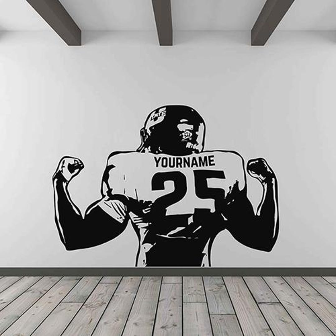Personalized Football Wall Decal Name Number Sticker Gift Ik3347 - Etsy