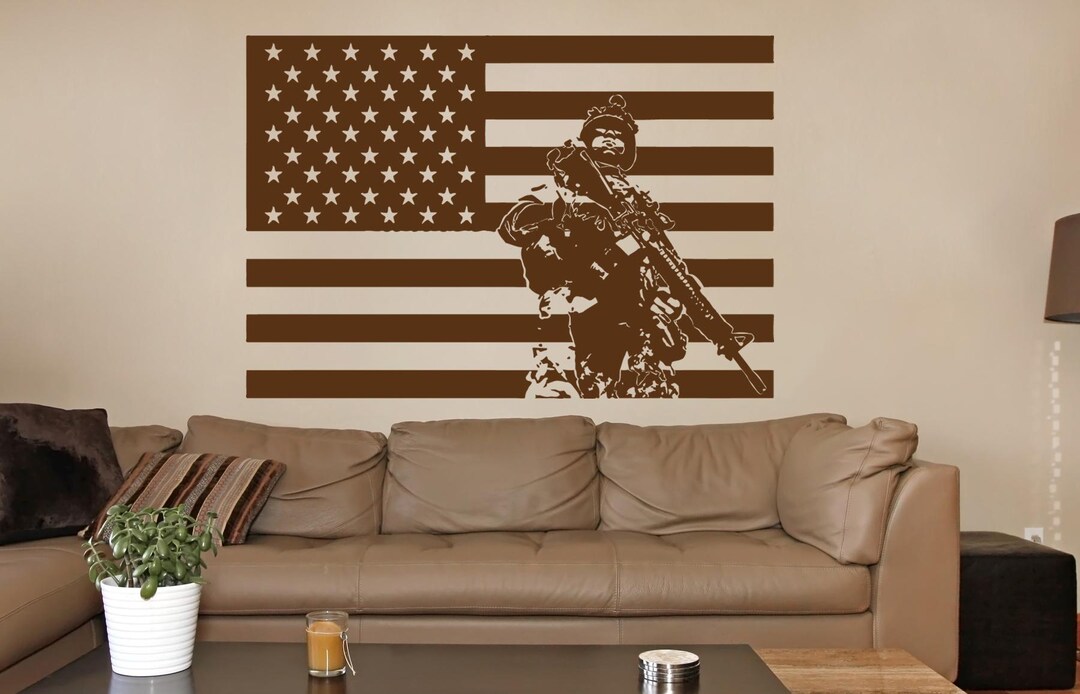 USA Flag Wall Decal American Soldier Sticker Ik733 - Etsy