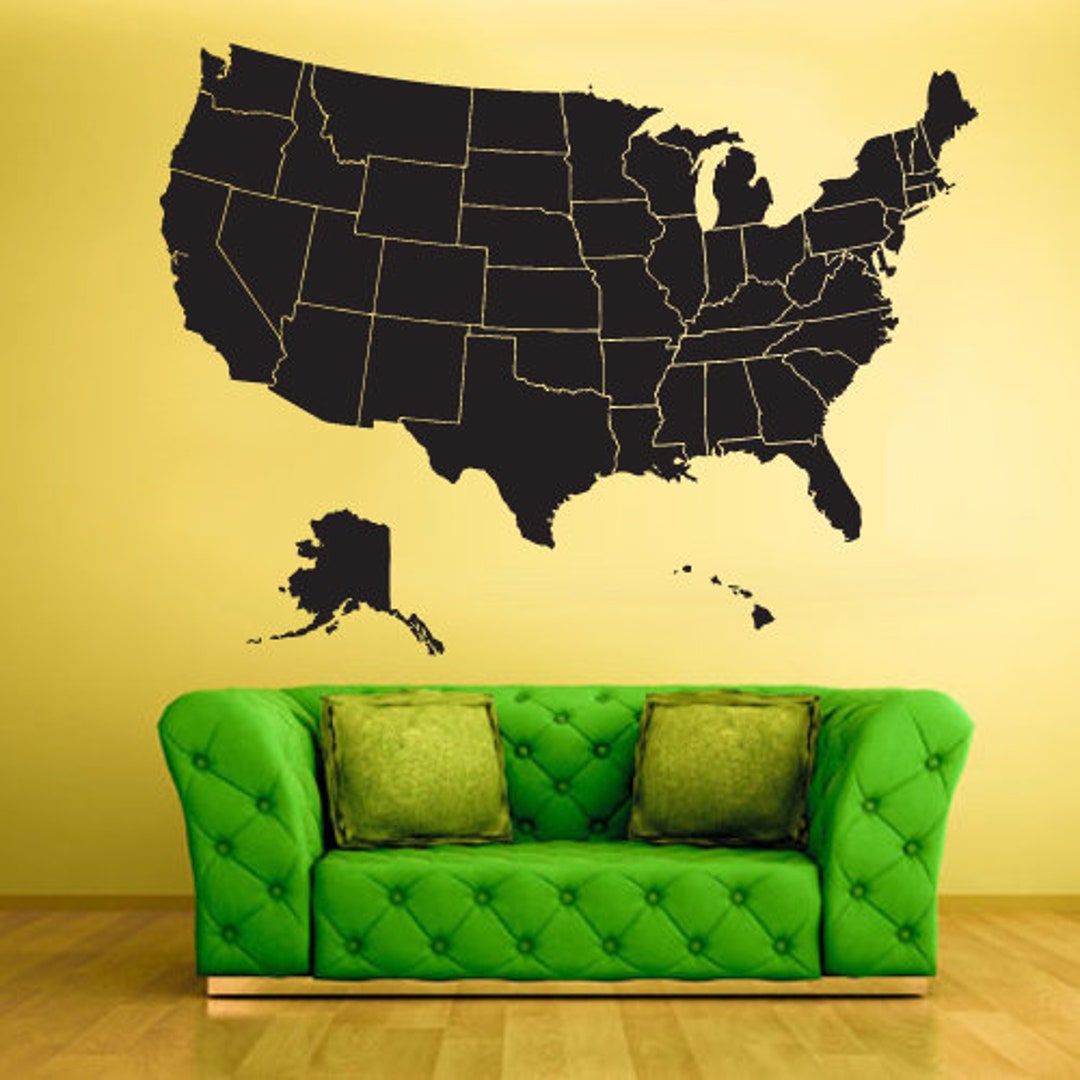 USA Map Wall Decal United States Sticker Z444 - Etsy