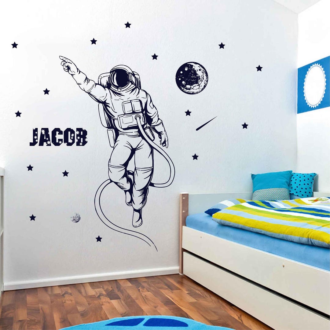 Name Astronaut Wall Decal Space Personalized Stars Sticker Ik3950 - Etsy