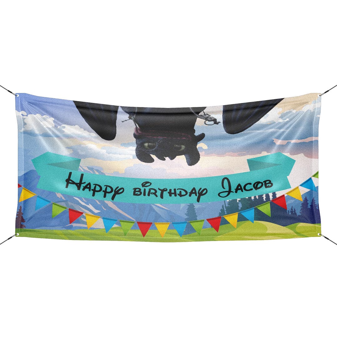 Toothless Birthday Banner How to Train Your Dragon Personalized Night ...