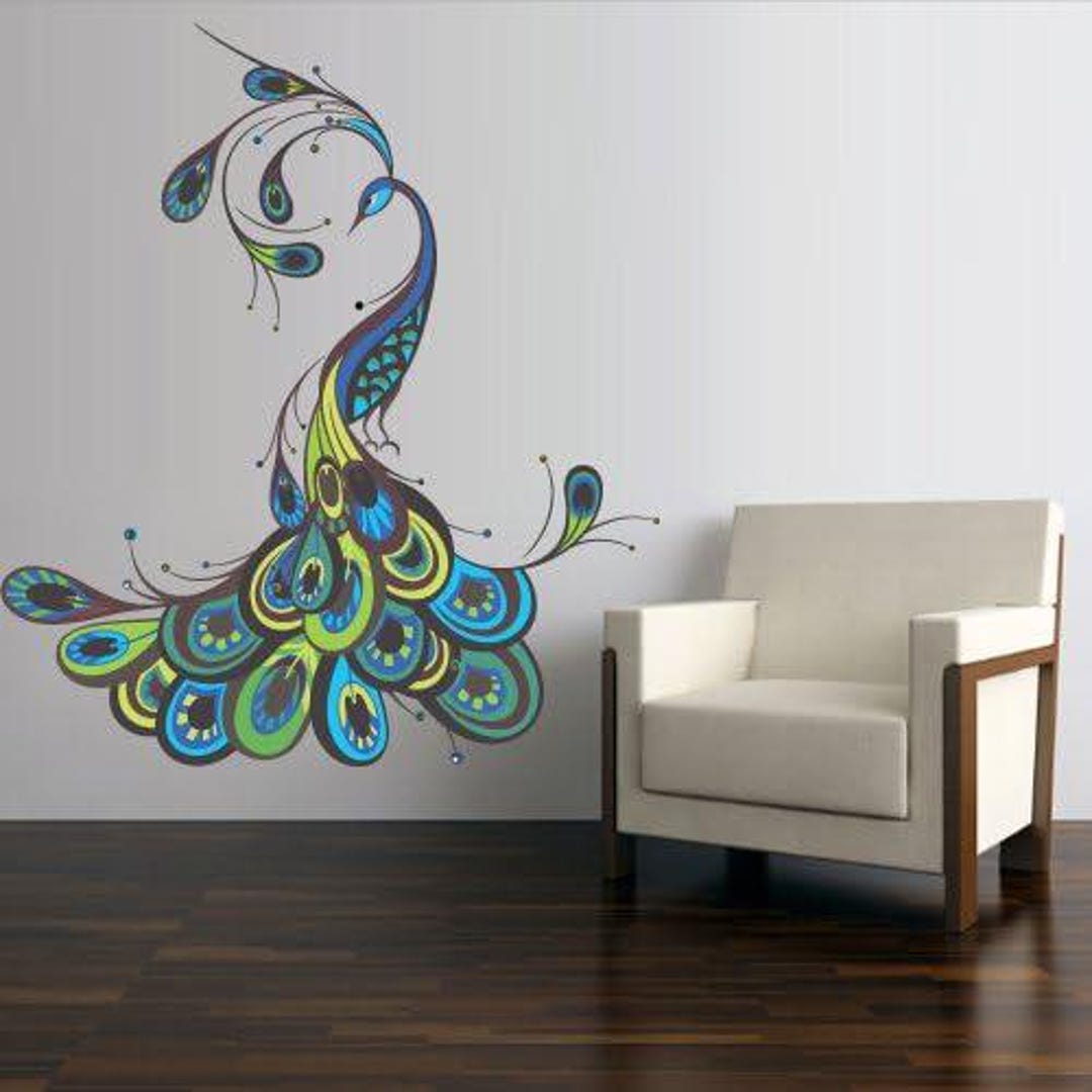 Peacock Wall Decal Bird Sticker - Etsy