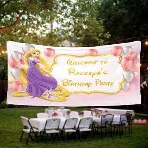 Rapunzel Birthday Banner Personalized Party Backdrop Decoration Ikban57 ...