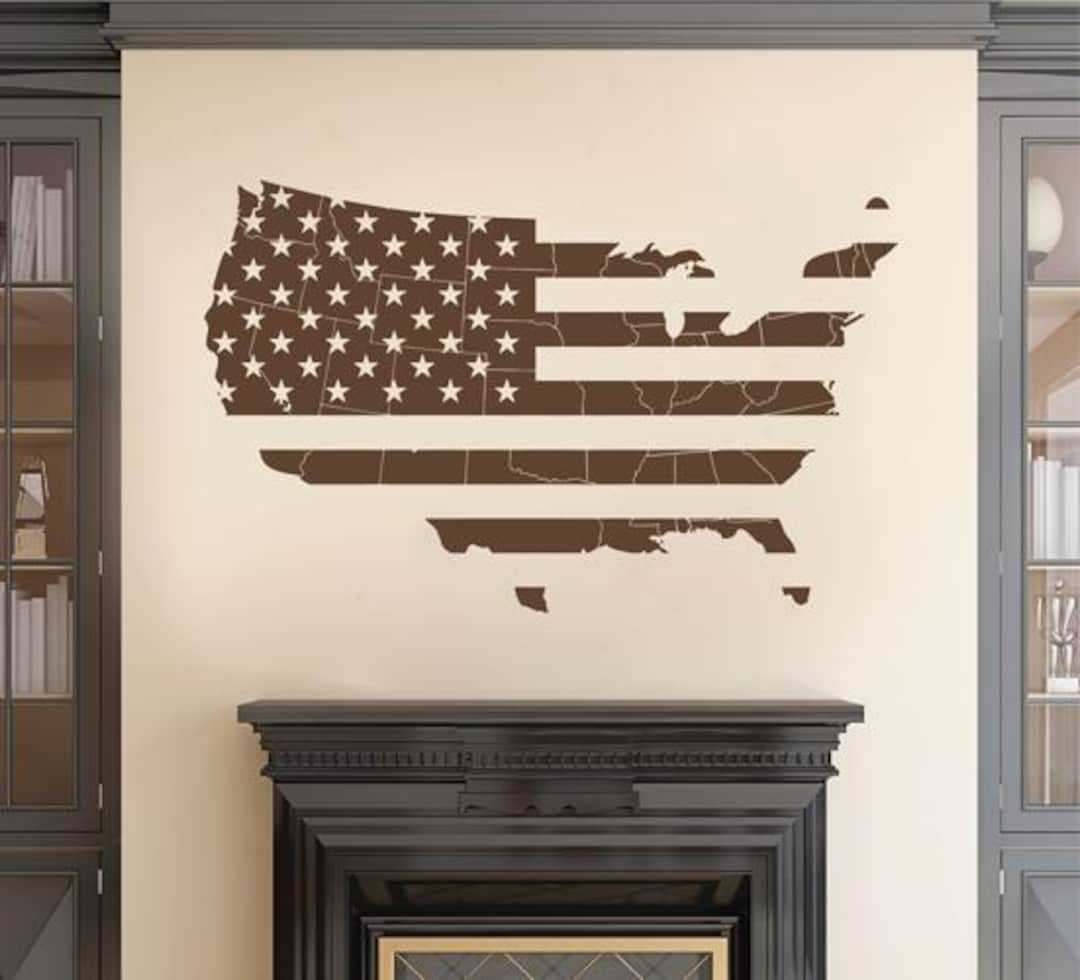 USA Map as Flag Wall Decal Banner Sticker Ik2252 - Etsy