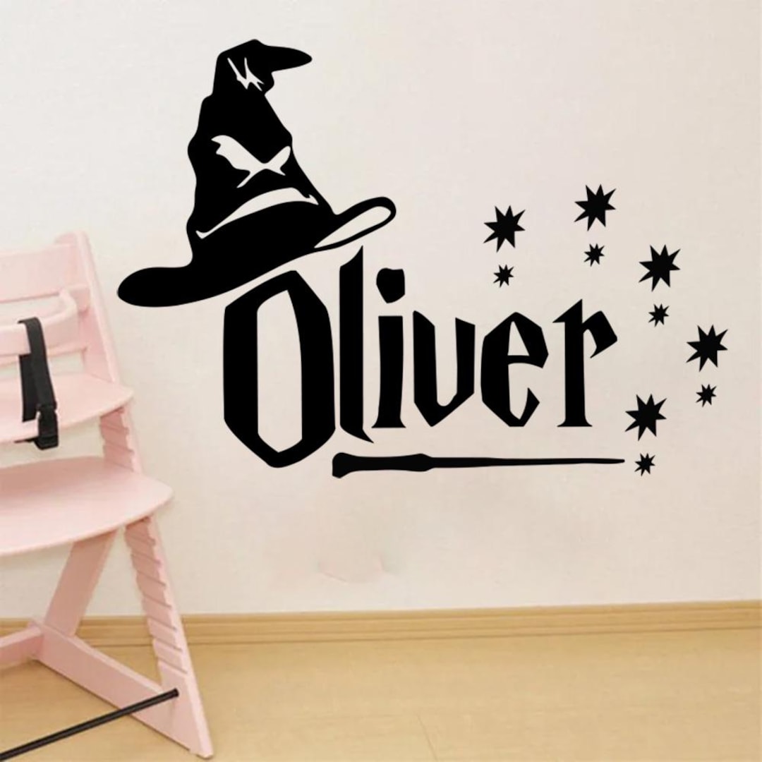 Personalized Wizard Hat Wand Name Wall Decal: Magical Nursery Decor ...