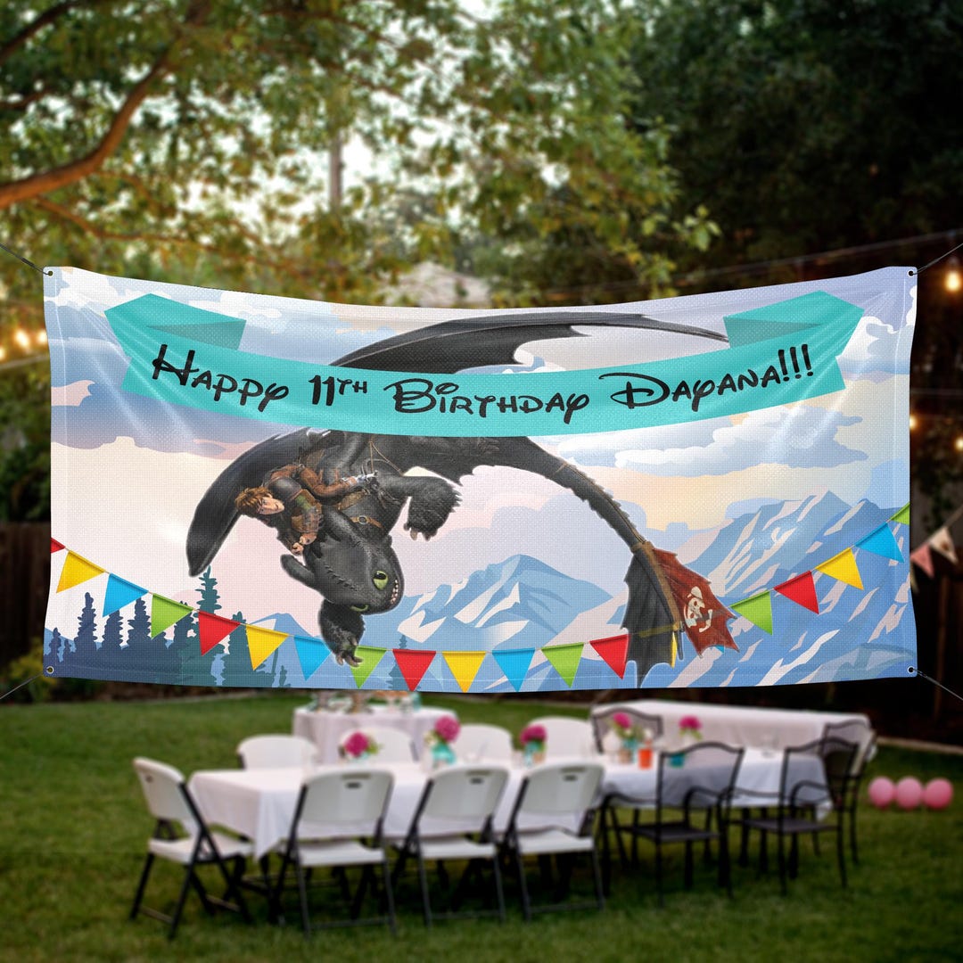 Toothless Birthday Banner: How to Train Your Dragon Party Backdrop - Etsy