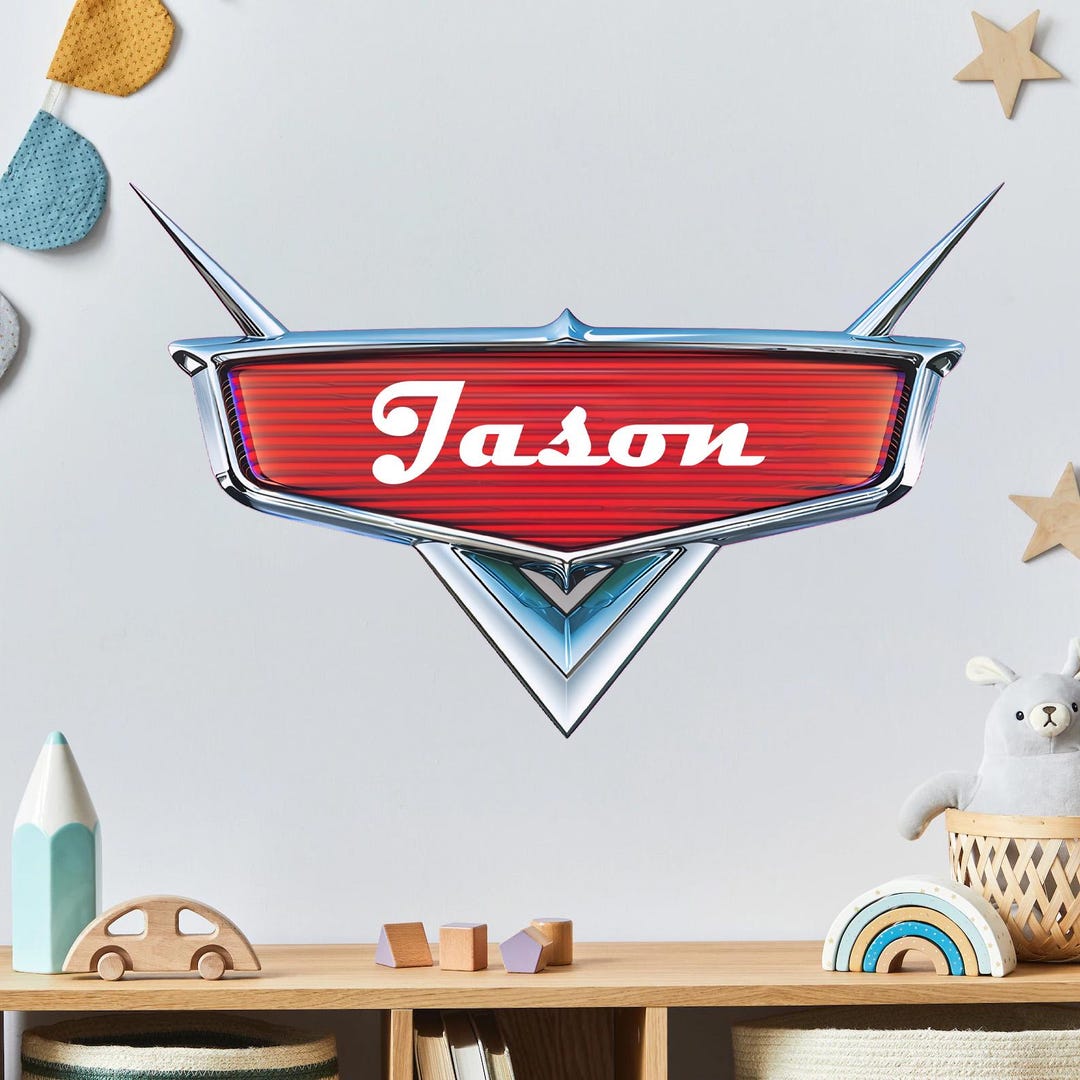 Personalized Cars Name Wall Decal Lightning Mcqueen Nameplate Decor ...