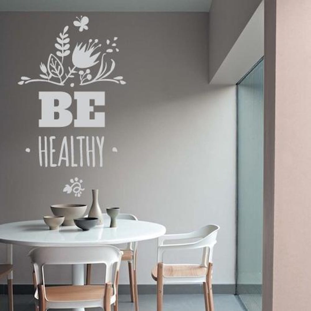 Be Healthy Wall Decal Eco Food Cafe Kitchen Restaurant Decor Sticker ...