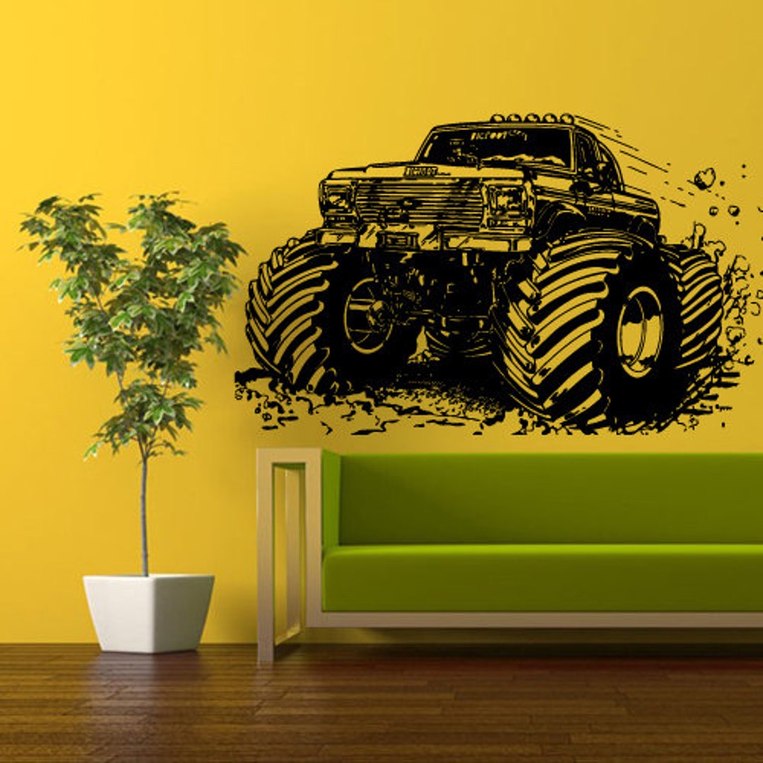 Monster Truck Wall Decal Car Sticker Backdrop Decoration Birthday Z329 ...