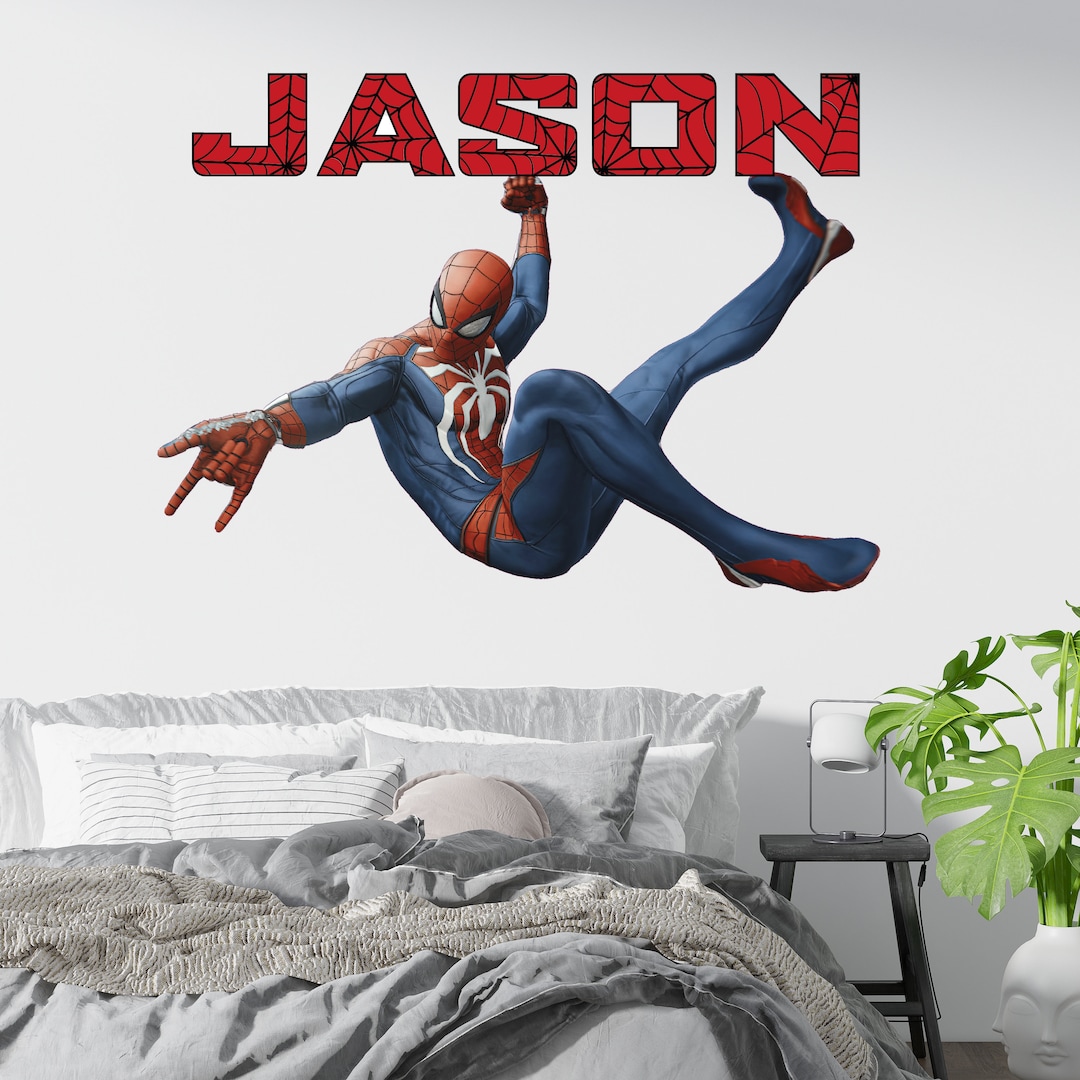 Personalized Spiderman Wall Decal Superhero Custom Name Sticker ...