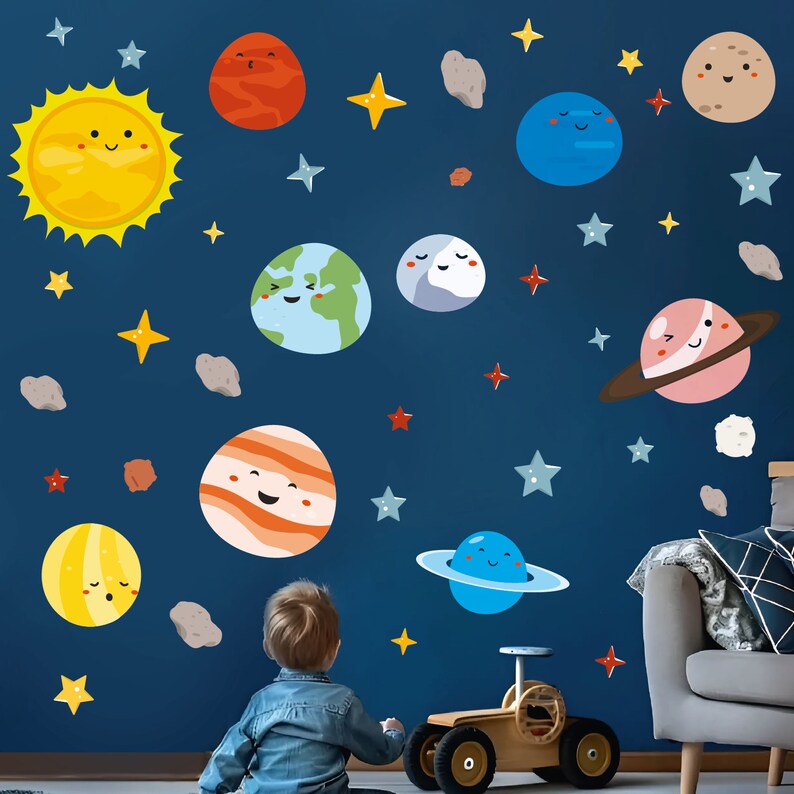 Planets Wall Decal Stickers El5 - Etsy