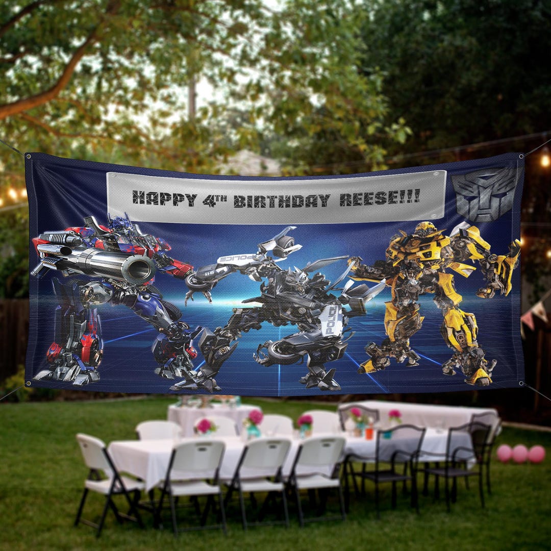 Transformers Birthday Banner Personalized Party Backdrop Decoration ...