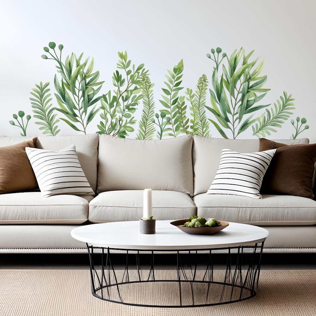 Greenery Leaves Wall Decal Grass Tropical El111 - Etsy