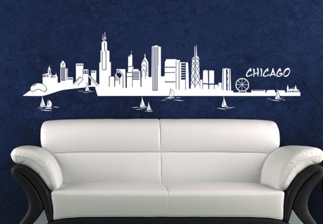 Chicago Skyline Wall Decal Landscape Sticker Z955 - Etsy