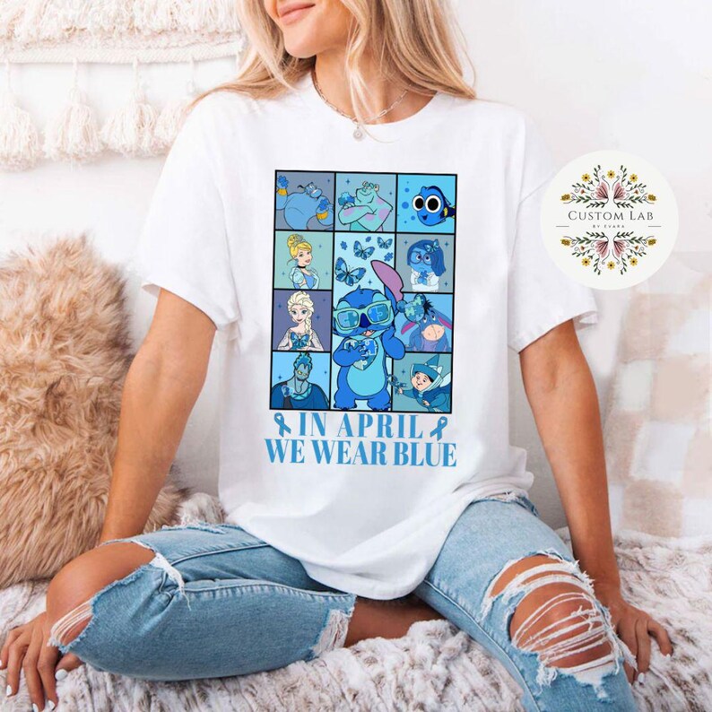 In April We Wear Blue Disney Autism Awareness Shirt, Stitch Puzzle ...