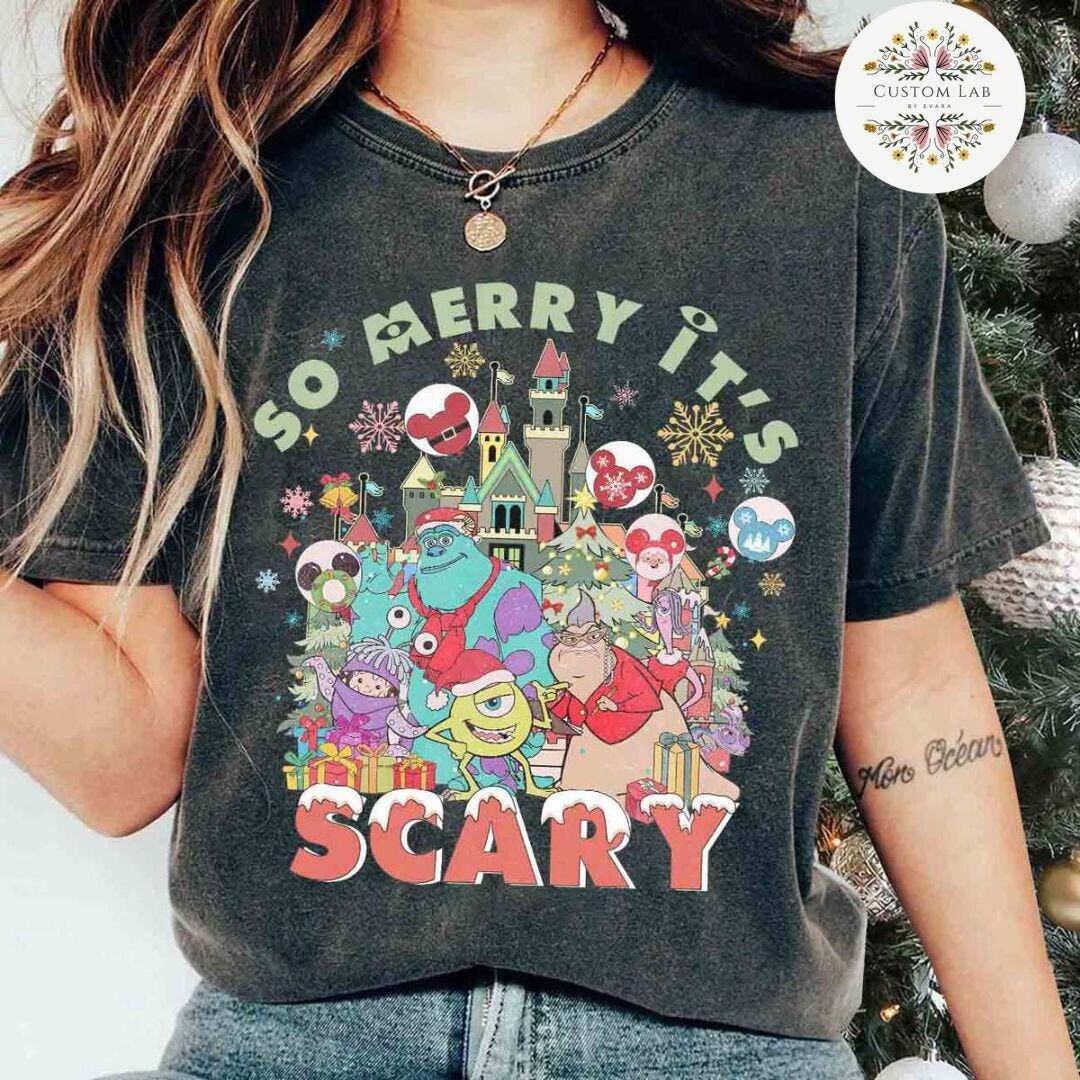 Retro so Merry It's Scary Monsters Inc Santa Disney Christmas Shirt ...