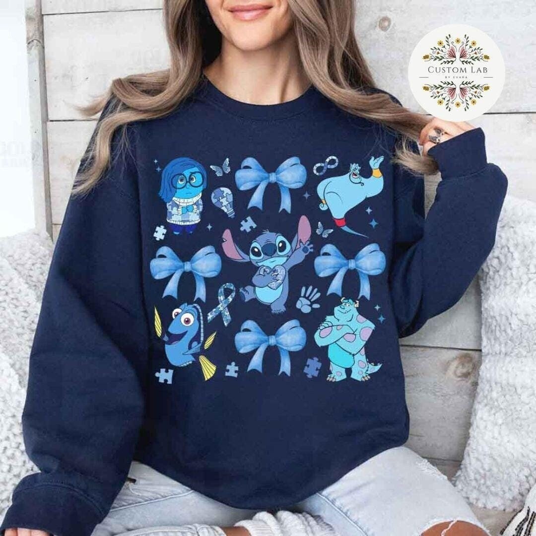 Coquette Bows in April We Wear Blue Disney Autism Awareness Shirt ...
