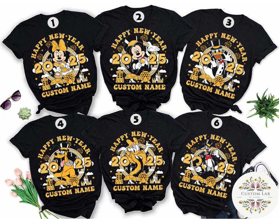 Personalized Mickey & Friends Disney Happy New Year 2025 Shirt, Holiday ...