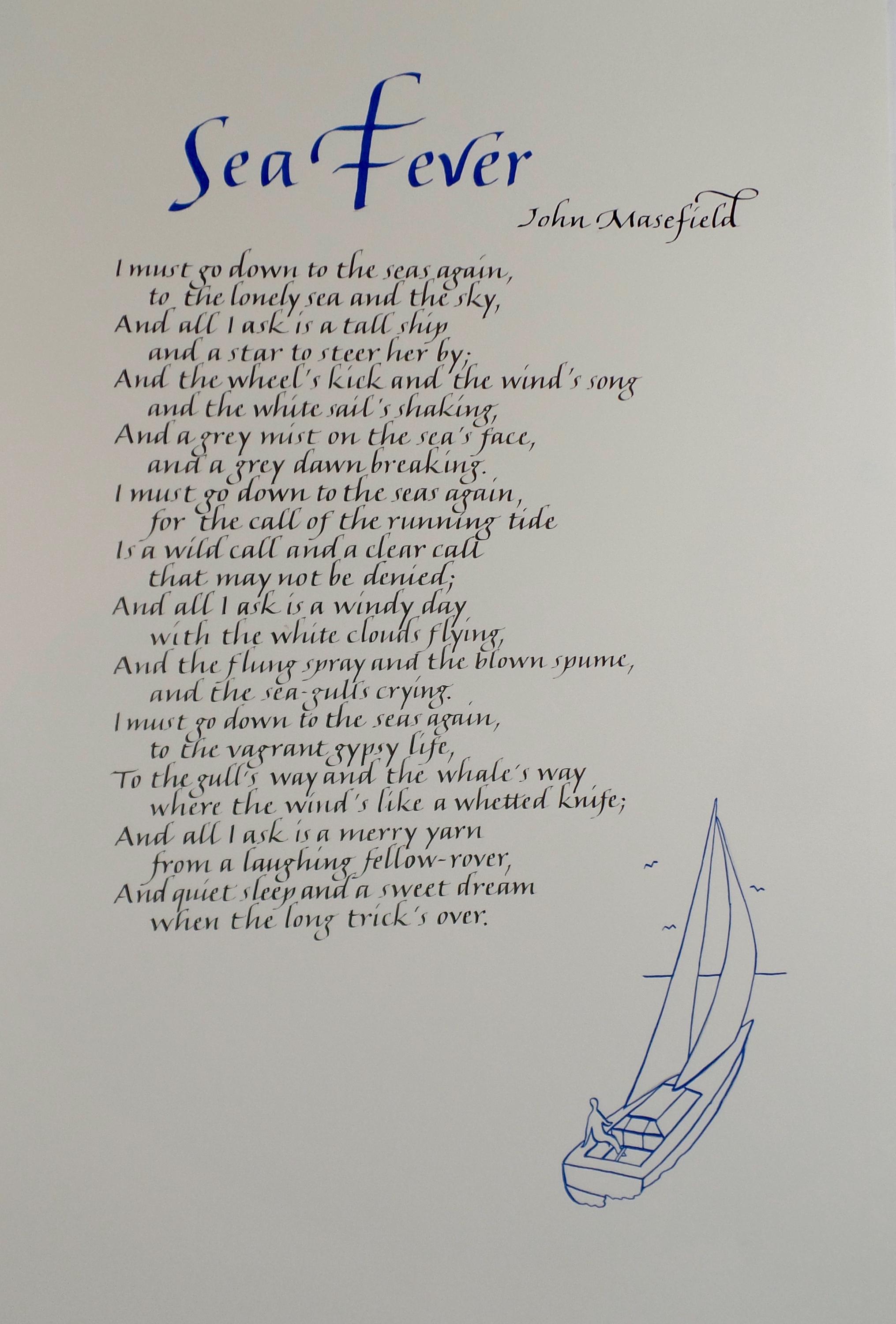 Sea Fever Poem - Hand Calligraphy, Nautical Gift, Poem for Sailors ...