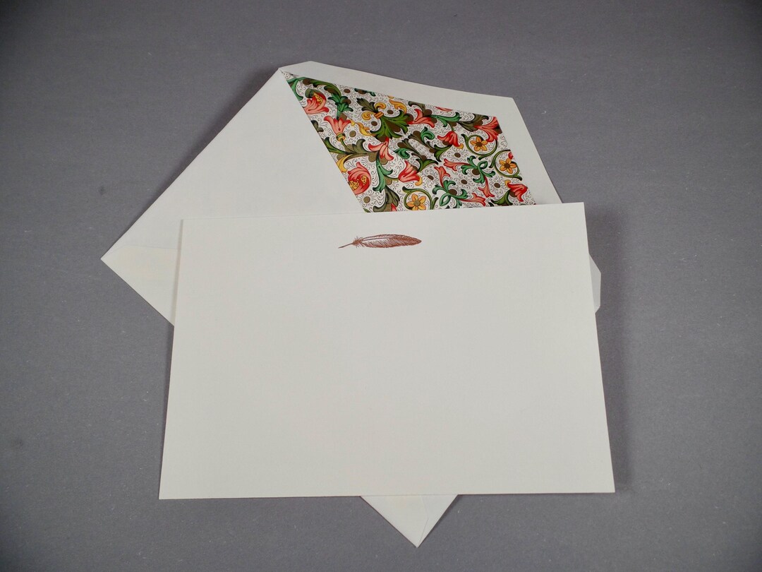 Note Cards - Engraved Quill Note Cards With Florentine Envelope Lining ...