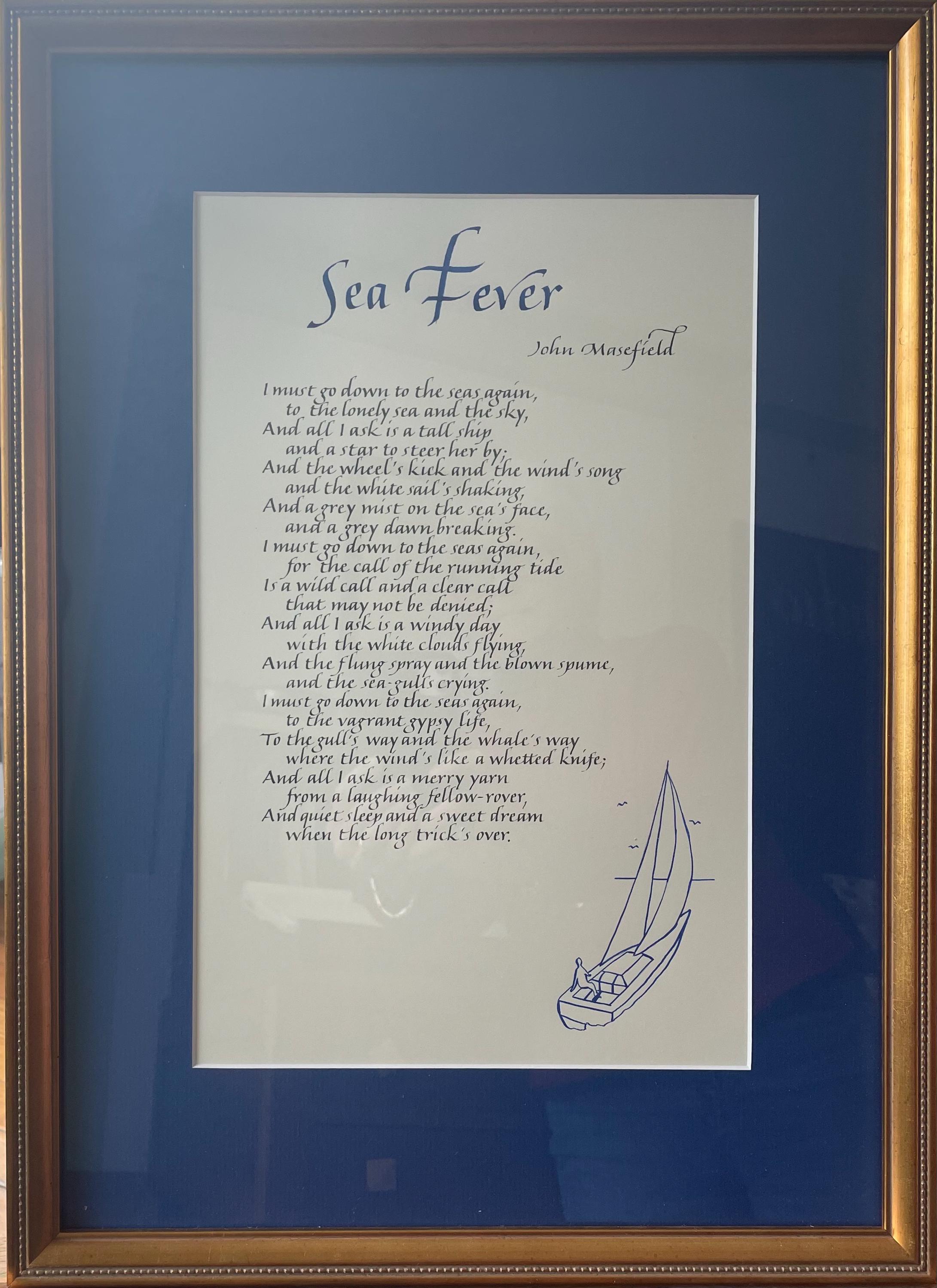 Sea Fever Poem - Hand Calligraphy, Nautical Gift, Poem for Sailors ...