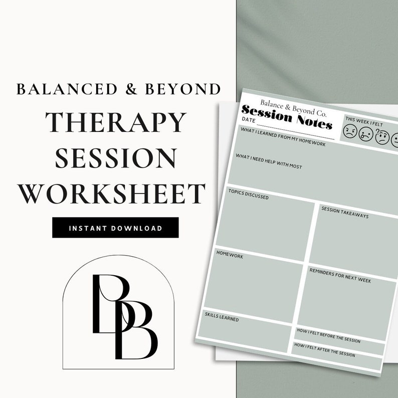 Therapy Session Notes Worksheet, Printable Mental Health Tracker ...