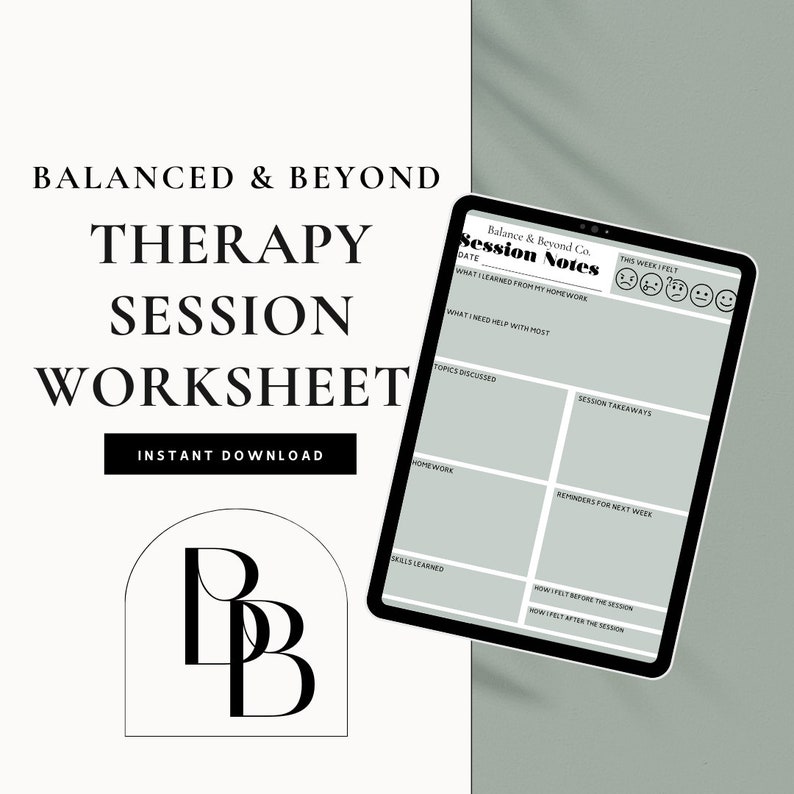 Therapy Session Notes Worksheet, Printable Mental Health Tracker ...