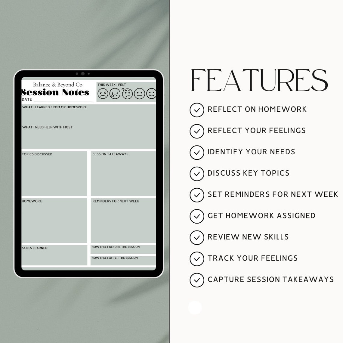 Therapy Session Notes Worksheet, Printable Mental Health Tracker ...