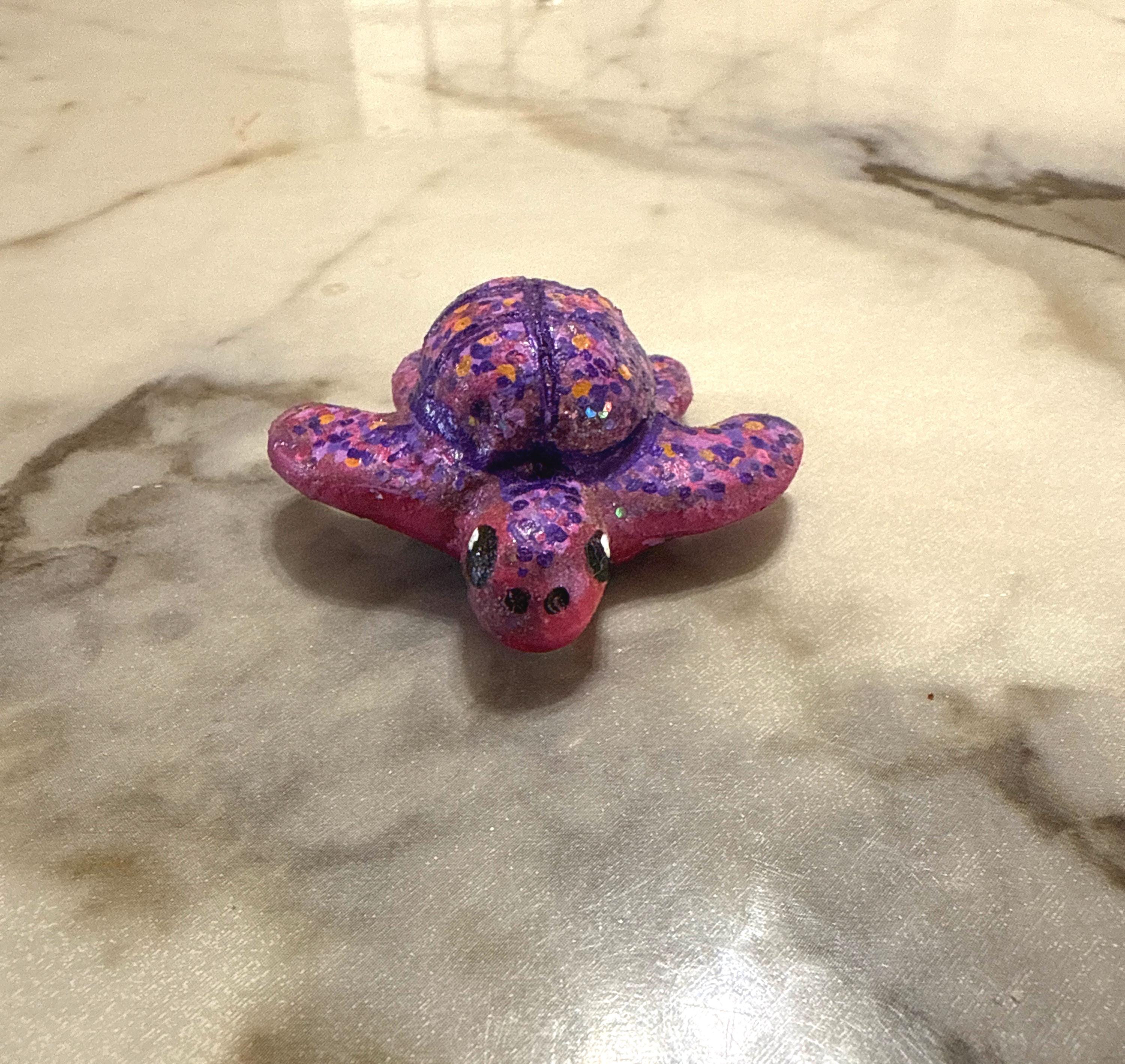 Pink and Purple Speckled Sea Turtle Figurine “painter” - Polymer Clay ...