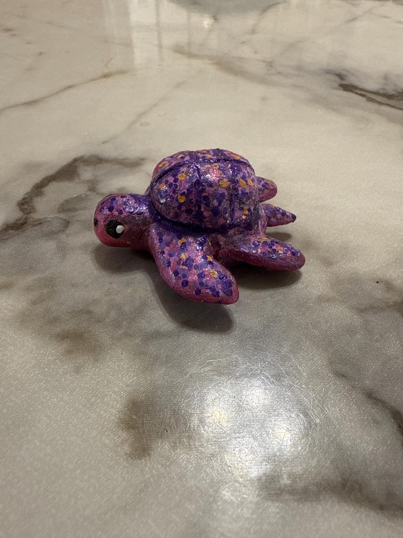 Pink and Purple Speckled Sea Turtle Figurine “painter” - Polymer Clay ...